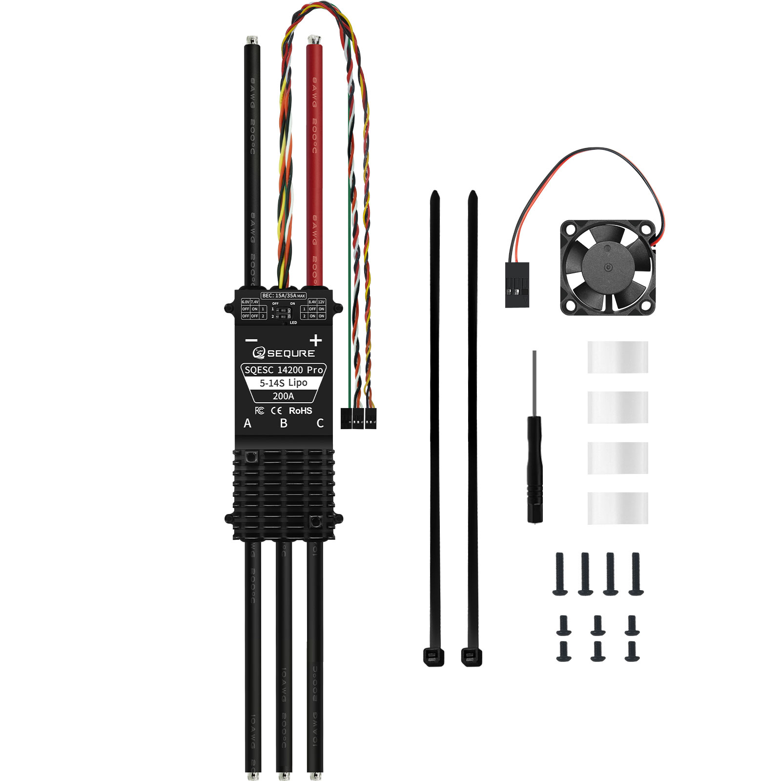 14200 & 14200M & 14200 Pro Brushless ESC 5-14S Lipo Power Supply 200A ...