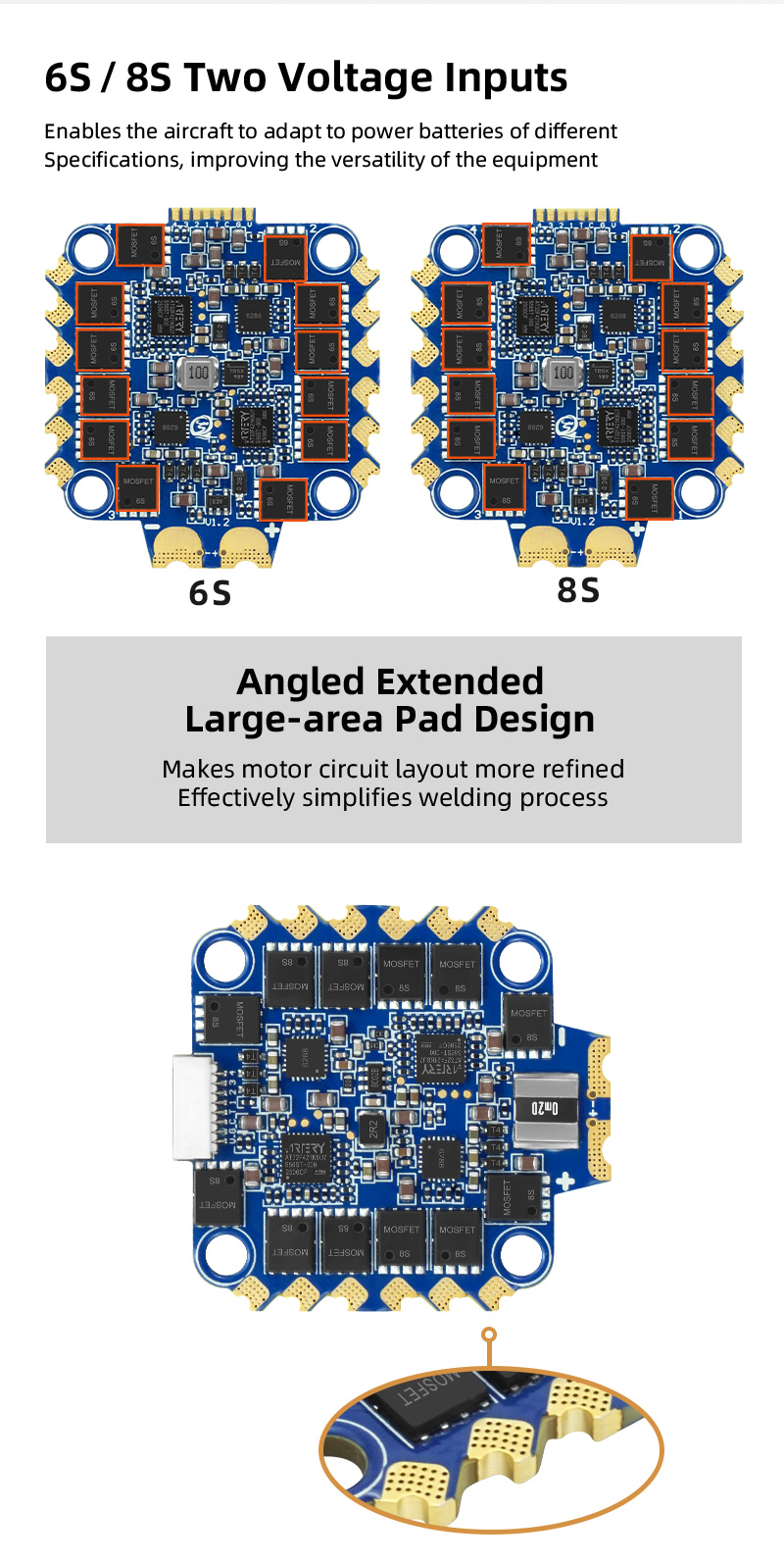 Blueson A2 6S|8S 70A ESC with AM32 or BLHeli_32 Firmware 128KHz 4IN1 ...